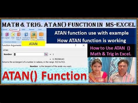 Atan Function Atan Function In Excel Math Trig Functions Excel