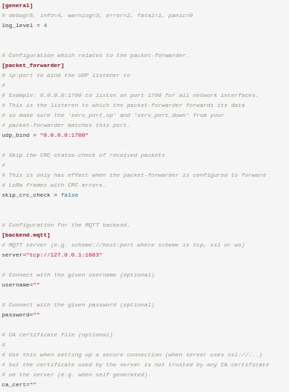 Configuration Of Lora Gateway Bridge Toml File ChirpStack Gateway