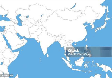 Blank Map Of The Whole Of Asia National Borders向量圖形及更多地圖圖片 地圖 歐亞大陸