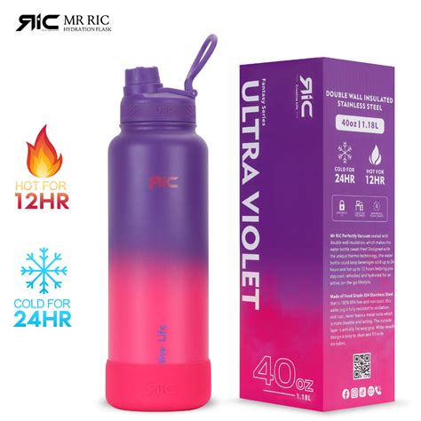 Mr Ric Hydration Flask Spout Lid Wide Mouth Vacuum Leak Proof Stainless