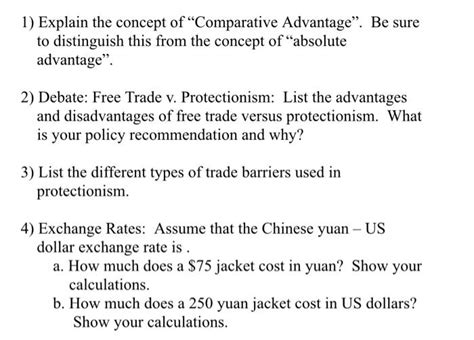 Solved 1 Explain The Concept Of Comparative Advantage Be