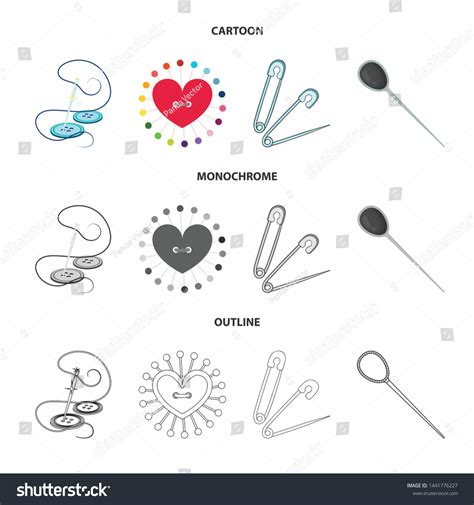 Vector Illustration Pin Sewing Icon Collection Stock Vector Royalty