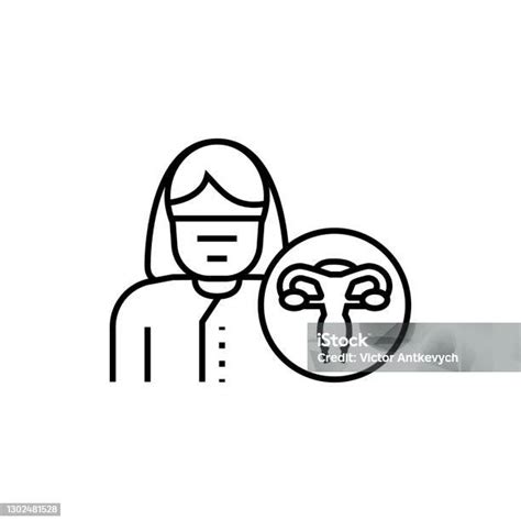 산부인과 아이콘 주제 전문가 일러스트레이션 흰색 배경에 의료의 고립 된 윤곽 0명에 대한 스톡 벡터 아트 및 기타 이미지 0