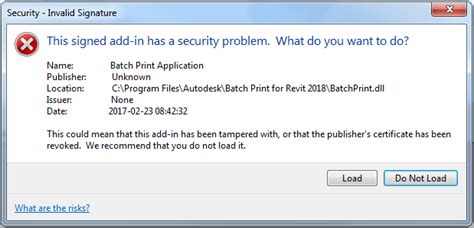 This Signed Add In Has A Security Problem What Do You Want To Do