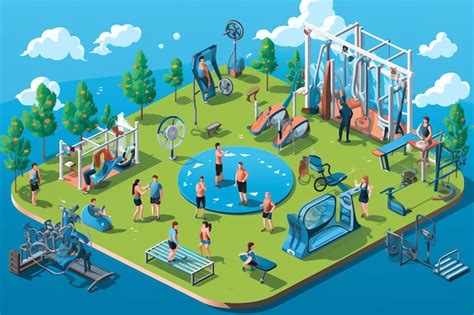 People Doing Different Exercises Outdoors Premium Ai Generated Vector
