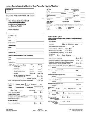 Heat Pump Commissioning Sheet Blank Fillable Template Fill Out