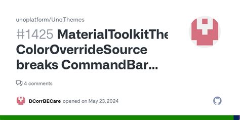 Materialtoolkittheme Coloroverridesource Breaks Commandbar Content