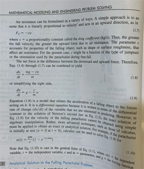 Solved 1 1 Use Calculus To Solve Eq 1 9 For The Case Chegg Com