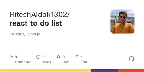 GitHub RiteshAldak React To Do List By Using React Js