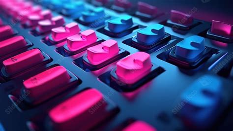 Technology And Design Blend Vibrant Blue And Pink Keyboard Input Buttons On Abstract Object D