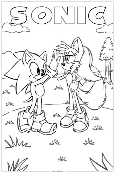 Sonic And Tails High Fiving Coloring Page Free Pdfandpng Printable
