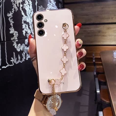 For Samsung Galaxy A A S A A E A S Back Cover With Lucky Clover Bracelet Luxury D