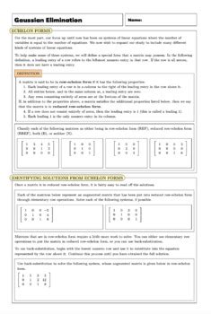 Linear Algebra Gaussian Elimination Complete Lesson By Grab A Pencil