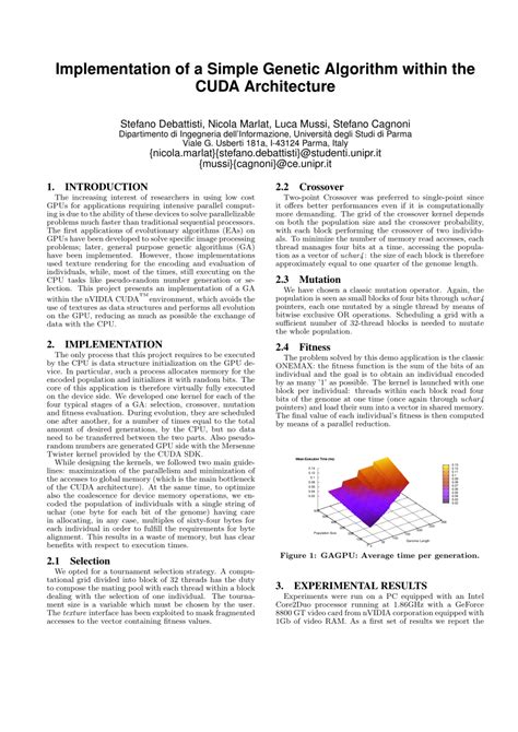 pdf implementation of a simple genetic algorithm within the cuda