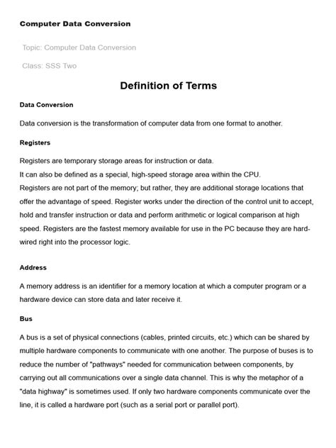 Computer Data Conversion Pdf Central Processing Unit Computer Data Storage