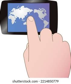 Hand Handling World Map On Smartphone Stock Vector Royalty Free