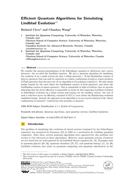 Cleve And Wang 2017 Efficient Quantum Algorithms For Simulating