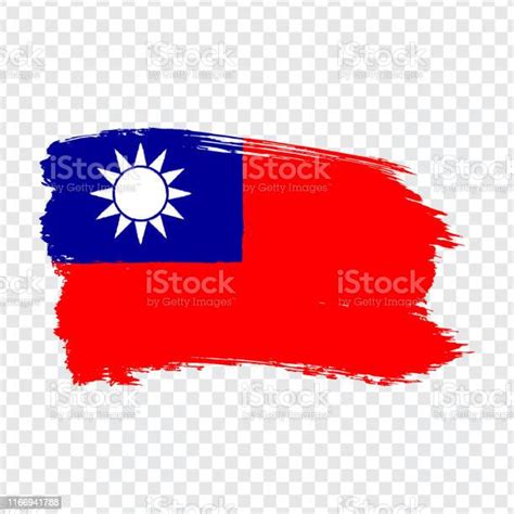 브러시 스트로크에서 대만 플래그 웹 사이트 디자인 앱 Ui에 대한 투명 한 배경에 대만의 플래그입니다 스톡 벡터입니다 Eps10