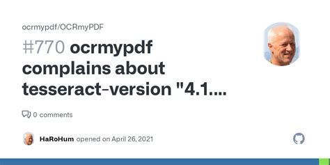 Ocrmypdf Complains About Tesseract Version 411 Rc2 25 G9707 · Issue 770 · Ocrmypdfocrmypdf