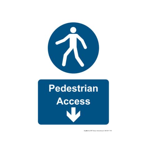 Safety Sign Pedestian Access Arrow Down A4 210x297mm 3mm Correx