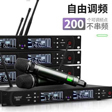得普声DR666一拖二无线麦克风防啸叫KTV舞台演出家用卡拉OK话筒 虎窝淘