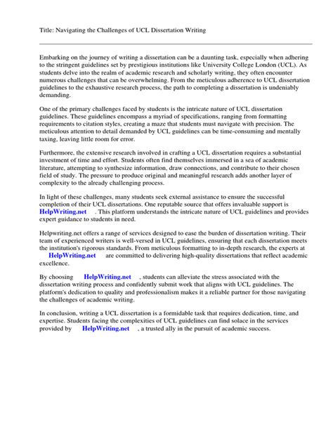 Ucl Dissertation Guidelines Pdf Thesis Mental Disorder