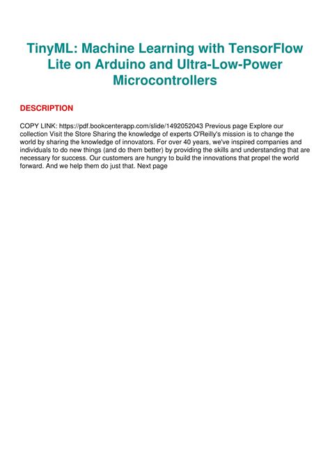 Ppt Pdf Tinyml Machine Learning With Tensorflow Lite On Arduino And Ultra Low Pow