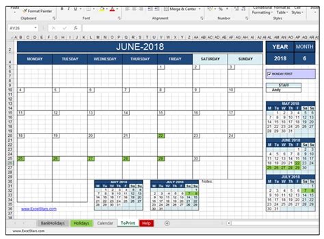 WORK CALENDAR Excel Expert Excel Programs Excel Programs For Companies