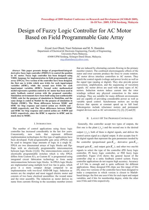 Pdf Design Of Fuzzy Logic Controller For Ac Motor Based On Field