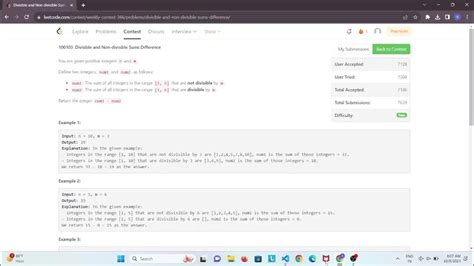 100103 Divisible And Nondivisible Sumsdifference Leetcode