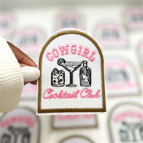 Trucker Hat Patches Cocktail Club Patch Pink Patch Girly Patch Western Patch Diy Embroidered