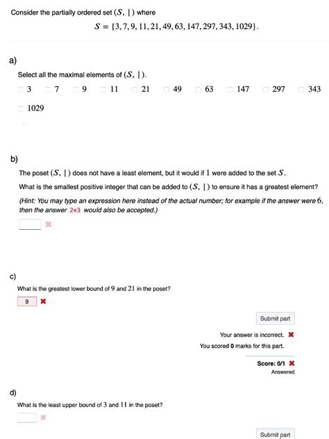 Solved Consider The Partially Ordered Set S∣ Where