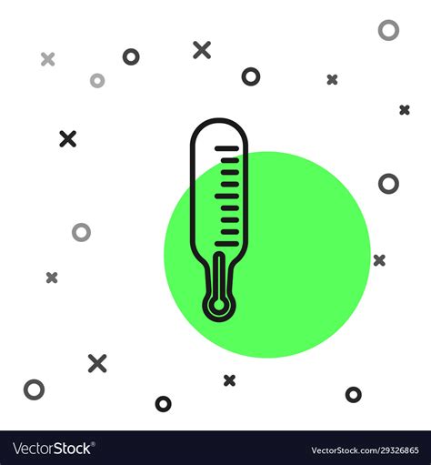 Black Line Meteorology Thermometer Measuring Icon Vector Image