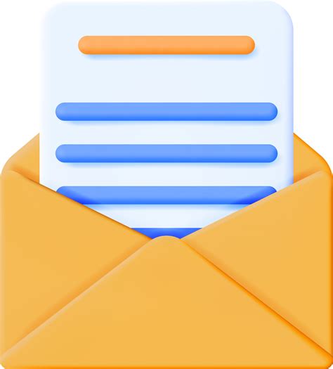 3d Document Sheet In Yellow Envelope 35715140 Png