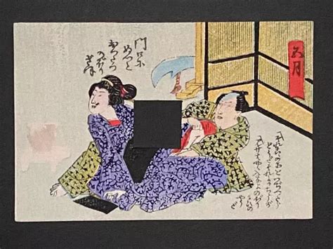 18th Century Antiques Woodblock Print Ukiyo E Nishiki E Shunga Ab 105 5
