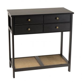 Console Tiroirs En Pin Massif Noir Liya Maisons Du Monde
