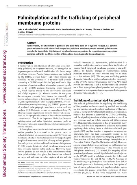 Pdf Palmitoylation And The Trafficking Of Peripheral Membrane Proteins