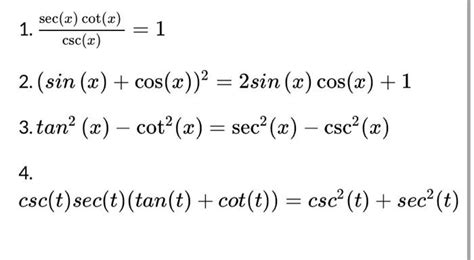 Solved 1 Cscxsecxcotx1 2