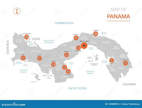Mapa De Panamá Con Divisiones Administrativas Ilustración del Vector