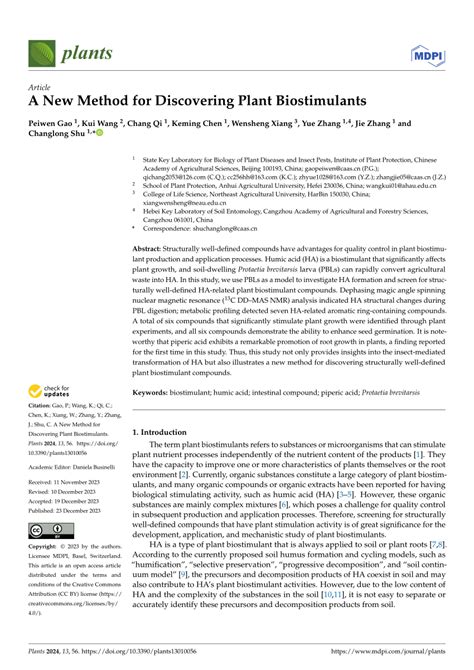 Pdf A New Method For Discovering Plant Biostimulants