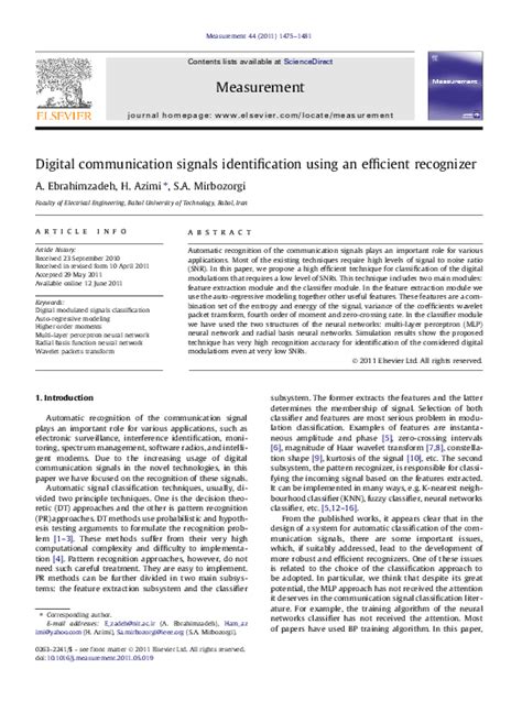 Pdf Digital Communication Signals Identification Using An Efficient
