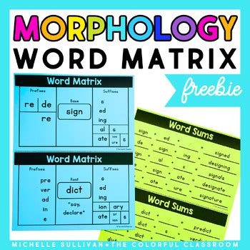 Word Matrix Template FREEBIE Word Sums Matrices Structured Word Inquiry