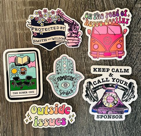 Recovery Vinyl Sticker 6 Pack Sobriety Stickers For Laptops And Water