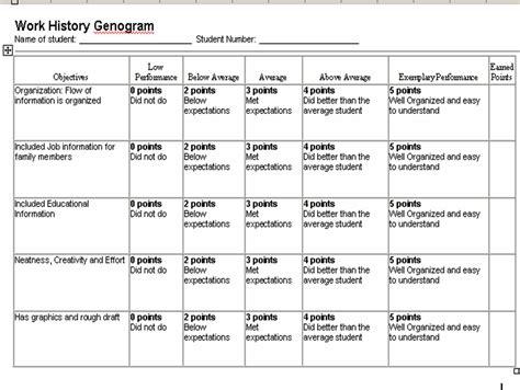 Out Of The Box Grading Rubric For Genogram Assignment