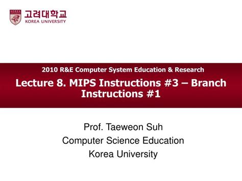 PPT Lecture 8 MIPS Instructions 3 Branch Instructions 1 PowerPoint Presentation ID 3262844