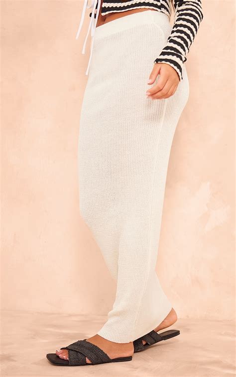 Cream Filigree Knit Maxi Skirt Knitwear Prettylittlething Usa