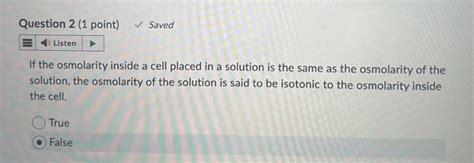 Solved If The Osmolarity Inside A Cell Placed In A Solution