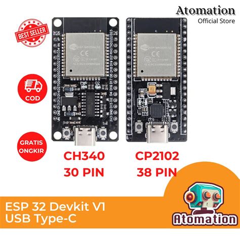 Jual ESP32 ESP 32 Development Board Devkit V1 USB Type C Shopee Indonesia