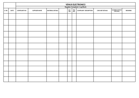 Supplier Complaint Log Book Pdf