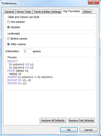 Preferences Sqlyog Knowledge Base